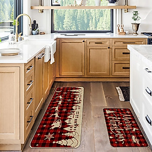 pinata Christmas Kitchen Mat 2 Piece-17x29 Inch&17x47 Inch Inch-Christmas Kitchen Rugs and Mats, Farmhouse Christmas Kitchen Decor, Red Welcome Mats for Floor, Non Skid Washable Christmas Decorations