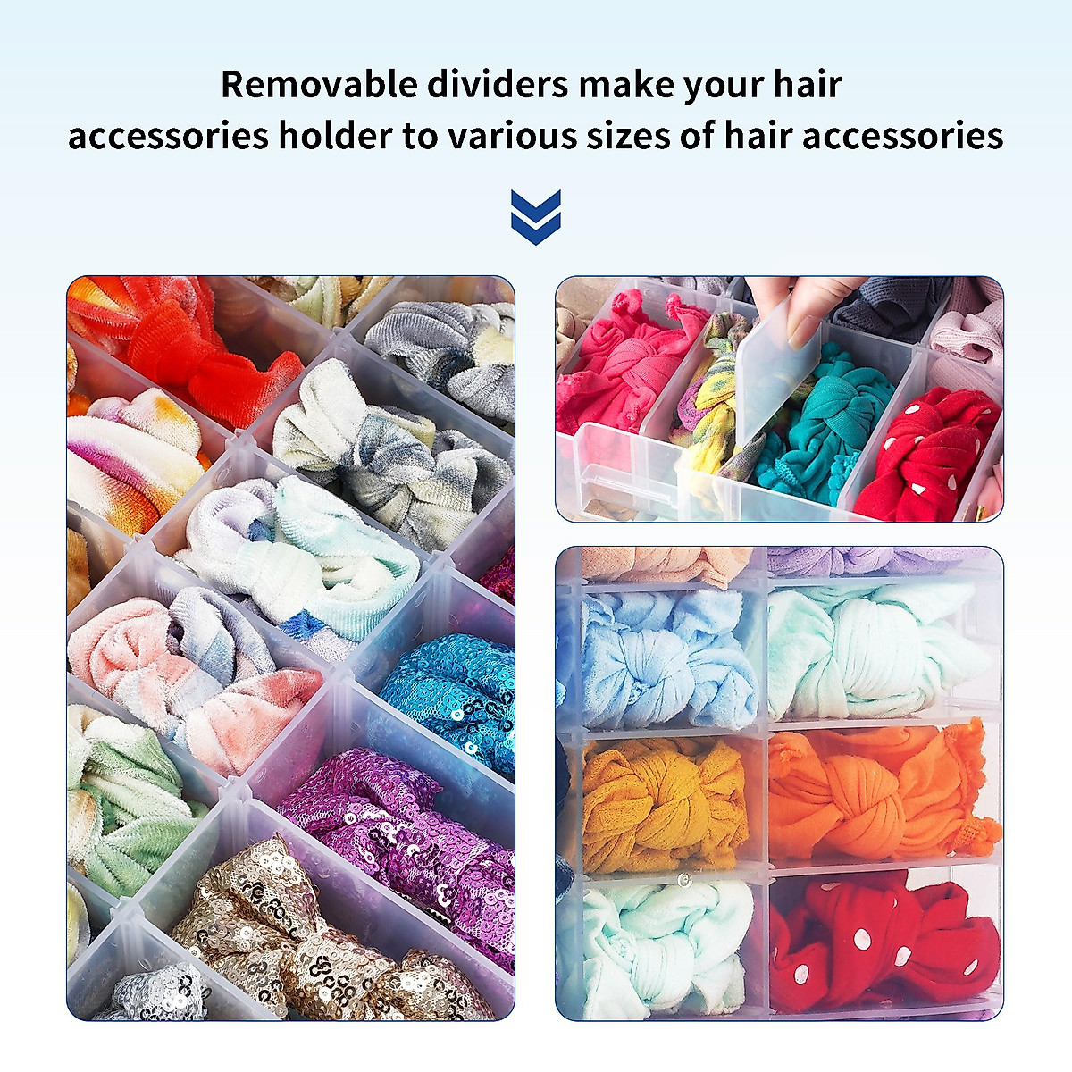 JOYMOMO Hair Bow Holder Organizer for Headbands, Hair Clips, Hair Ties, Scrunchies, Baby Girl Hair Accessories Storage Box, Transparent Double-layer Storage Organizer (Without Accessories)