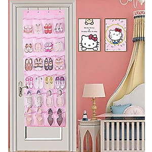 MISSLO 6 Shelves Over the Door Hanging Organizer + 24 Large Mesh Pockets for Toddler Girl