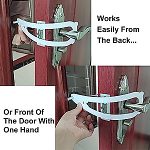 IKUSO Door Locks for Pet,Cat Door Holder Latch Without Cutting Doors,Cat Door Alternatives,Keeps Dogs and Baby Out of Cat Litter Boxes & Food,Prevent Hand Pinch (Medium)