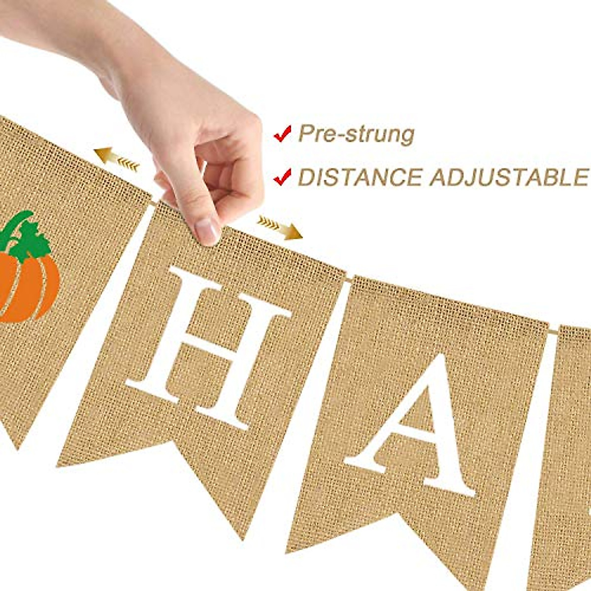 Rainlemon Jute Burlap Happy Birthday Banner with Pumpkin Rustic Fall Autumn Birthday Party Garland Decoration