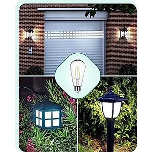 EDISHINE 6 Pack Dusk to Dawn Edison Light Bulbs Outdoor, 700LM 5000K Daylight LED Edison with 240° Beam Angle & E26 Base, 8W Equivalent 60W, Vintage Styled ST64 LED Filament Bulb, UL Listed