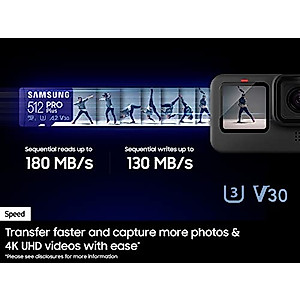 SAMSUNG PRO Plus microSD Memory Card + Adapter, 128GB MicroSDXC, Up to 180 MB/s, Full HD & 4K UHD, UHS-I, C10, U3, V30, A2 for Android Phones, Tablets, GoPRO, DJI Drone, MB-MD128SA/AM, 2023