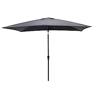FLAME&SHADE 6.5 x 10 ft Rectangular Outdoor Market Patio Table Umbrella with Tilt, Anthracite