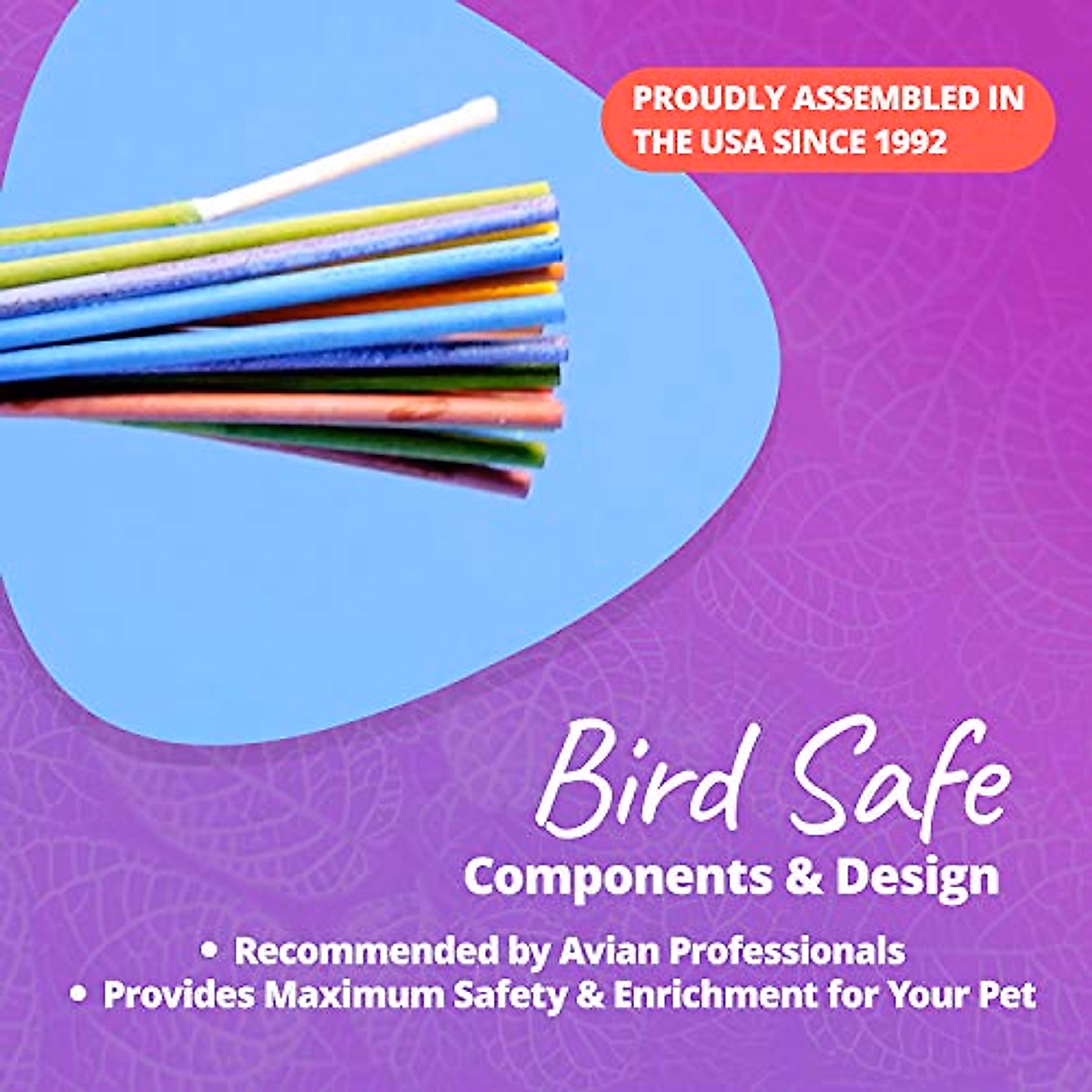 Super Bird Creations SB301 Chewable Paper Party Bird Toy with Colorful Lollipop Sticks, Large Size, 6.5” x 1.5” x 1.5”,Varies