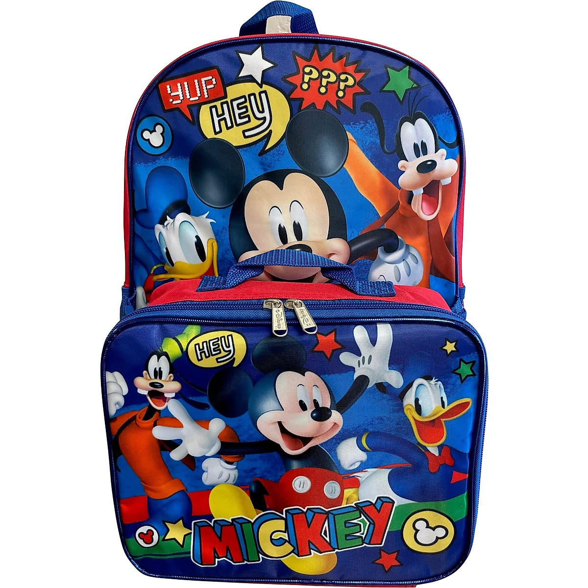 Ruz Mickey Mouse 16" Backpack With Detachable Lunch Box Blue-Red