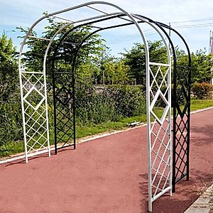 Garden Iron Arch for Climbing Plant, Black Metal Arbor Trellis,140 180 300 260 340cm Wide Steel Frame Archway White, Roses Vines Pergola (Color : White, Size : 102" W x 91" H)
