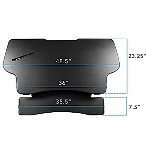 Mount-It! Height Adjustable Standing Desk Converter | 48” Wide Tabletop Sit Stand Desk Riser with Gas Spring | Stand Up Computer Workstation Fits Dual Monitors | Black | MI-7925