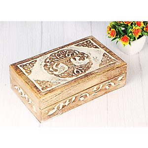 ARTISENIA Father's Day Gifts Wooden Tree of Life Keepsake Decorative Whitewash Finished Jewelry Box Tarot Card Decks Box Storage Organiser for Girls Women