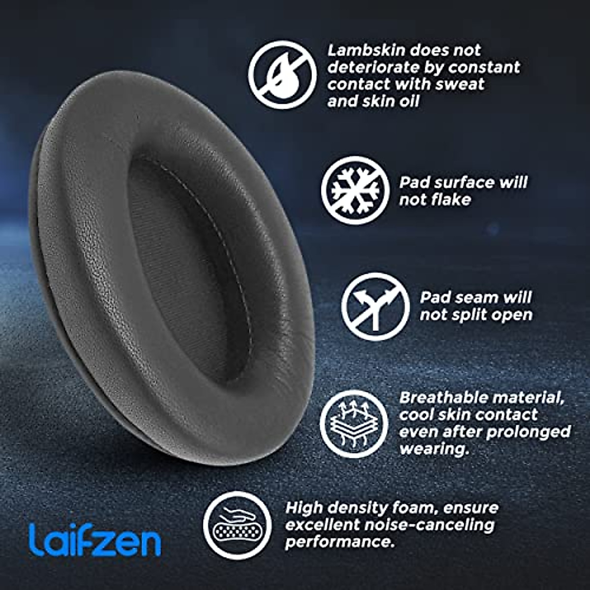 Lambskin XM3 Earpads for Sony WH-1000XM3 Headphones Replacement 1000 XM 3 Real Sheepskin Leather Ear Pads Cushions Earmuffs Cups 1000XM3 (Black)