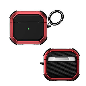 SaharaCase Armor Series Case and Kit for Apple AirPods 3 (2021 3rd Generation) [Rugged] Full Body Protection Antislip Grip Slim with Keychain (Red)