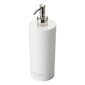 Yamazaki 2932 Tower Body Soap Dispenser Contemporary Bottle Pump for Shower, Round, White