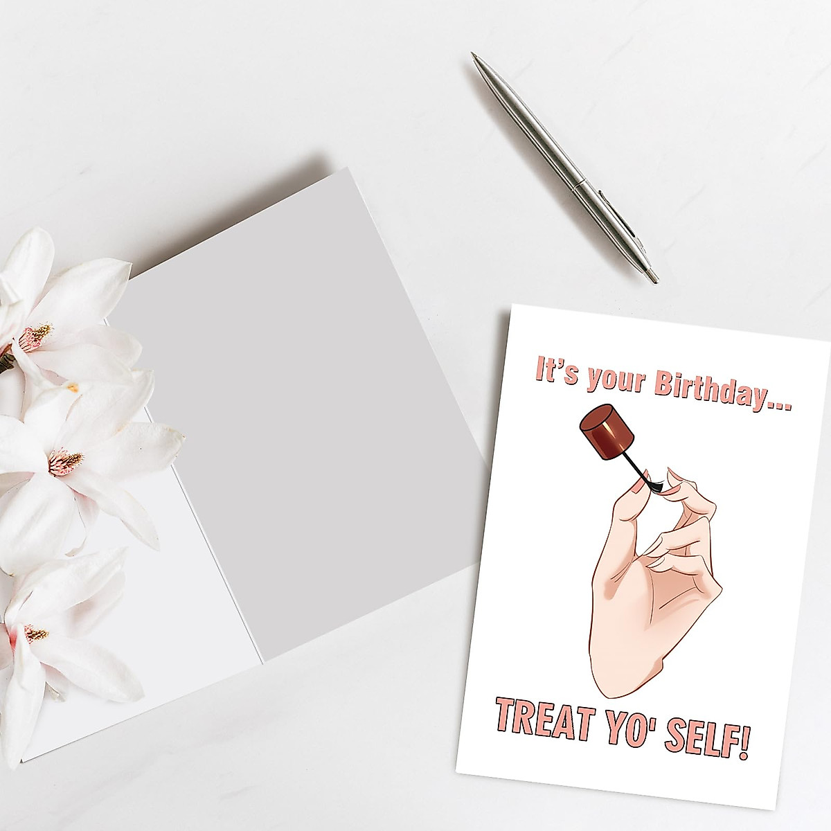 Funny Birthday Card for Her, Manicure Birthday Card for Women, Birthday Gift for Wife Girlfriend, It’s Your Birthday, Treat Yo’ Self