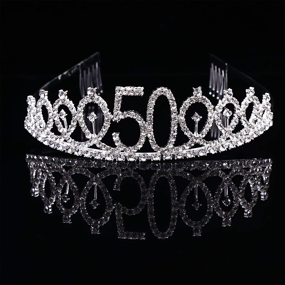 minkissy 1pc 60 Birthday Rhinestone Crown Women Birthday Tiara Birthday Princess 50 Anniversary Crowns Women Birthday Headbands 50 Birthday Party Decorations Number Bride Happy Birthday