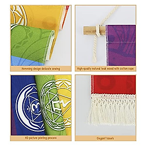 Hanging Poster Canvas Wall Art Banner For Meditation 7 Chakra Mandala Yoga Painting | Wall Hanging Yoga Tapestry Decoration With 1 Tassel Decor Tapestry Decoration For Meditation Studio Room