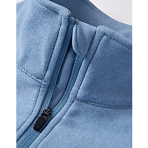 Willit Men's Fleece Pullover Golf Quarter Zip Sweaters Cold Weather Hiking Thermal Shirt Jacket Blue M