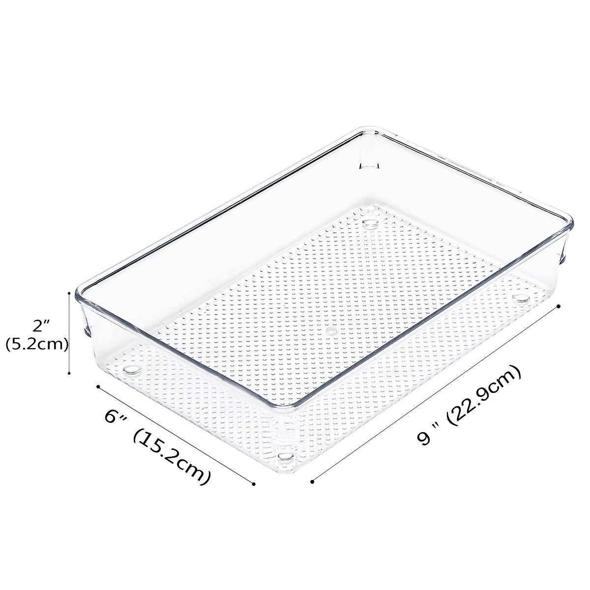 NEETBU 3 Pack Drawer Organizer Clear Plastic Storage Tray For Flatware &Utensil Cosmetics,Makeup Tools, Jewelries,Office Supplies (9”X6”X2”)