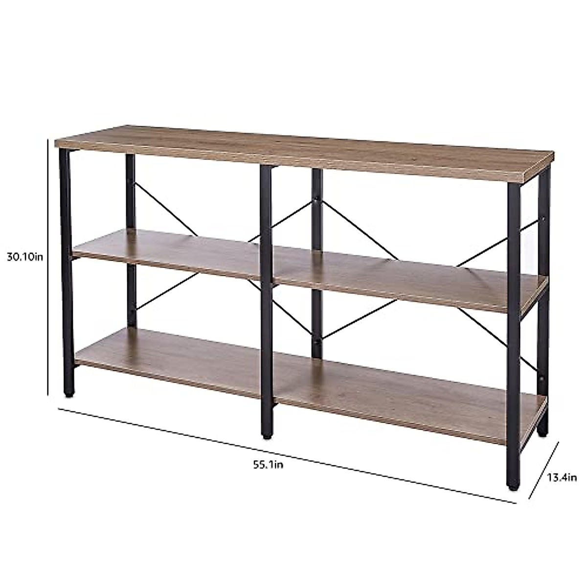 Coral Flower Washed Oak Square Side Shelf for Living Room, Wood and Metal Nightstand，End Table with Storage, Light oak