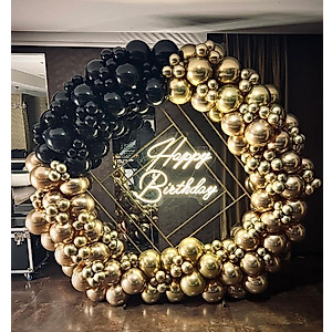 Bezente Gold Metallic Chrome Latex Balloons, 100 Pack 12 inch Gold Round Helium Balloons for Wedding Graduation Anniversary Baby Shower Birthday Party Decorations