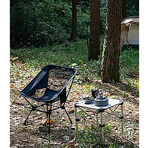 iClimb Ultralight Compact Camping Folding Beach Chair with Anti-Sinking Large Feet and Back Support Webbing (Black - Square Frame)