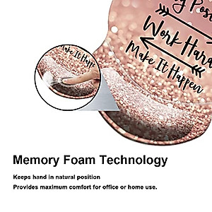 Mouse Pad with Wrist Support, Non Slip Mousepad Wrist Rest for Office, Computer, Laptop & Mac- Durable & Comfortable & Lightweight Ergonomic Support Mouse Mat Glitter Quote