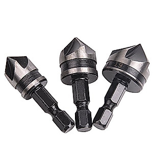 Rocaris 3 Piece 1/4" Hex 12/16/19mm Countersink Bore Set for Wood Metal Quick Change Bit