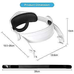 HUAYUWA Adjustable Head Strap with Head Cushion for Oculus Quest 2 VR Accessories, Replacement for Elite Strap Comfortable Protective Headband Enhanced Support and Reduce Head Pressure in VR, White 1