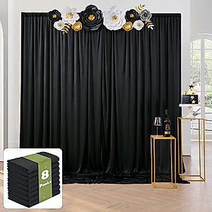 10 ft x 40 ft Wrinkle Free Black Backdrop Curtain Panels, Polyester Photography Backdrop Drapes, Wedding Party Home Decoration Supplies