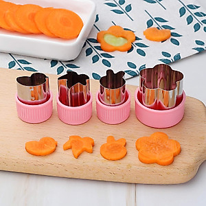 Vegetable Cutters Shapes Set, 16pcs Mini Cookie Cutters, Vegetable Cutter and Fruit Stamps Mold + 20pcs Cute Cartoon Animals Food Picks and Forks -for Kids Baking and Food Supplement Accessories