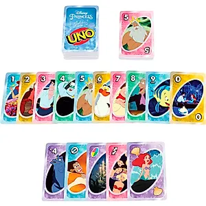 Mattel Games UNO Disney Princess The Little Mermaid Card Game for Family Night Featuring Movie Themed Graphics for 2-10 Players