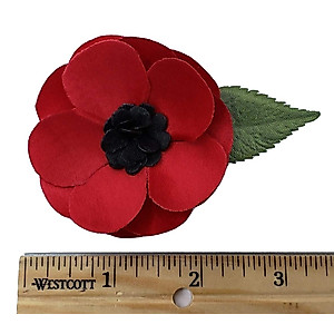 Poppy Silk Fabric Flower Pin Brooch Flower. Red Satin Poppy - Poppies Hand-made in New York's Garment Center (American Made)
