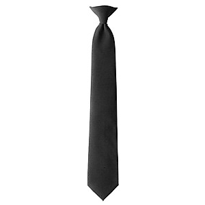 Jacob Alexander Uniform Solid Clip-On Tie with Buttonholes - XL 24 inch - Black