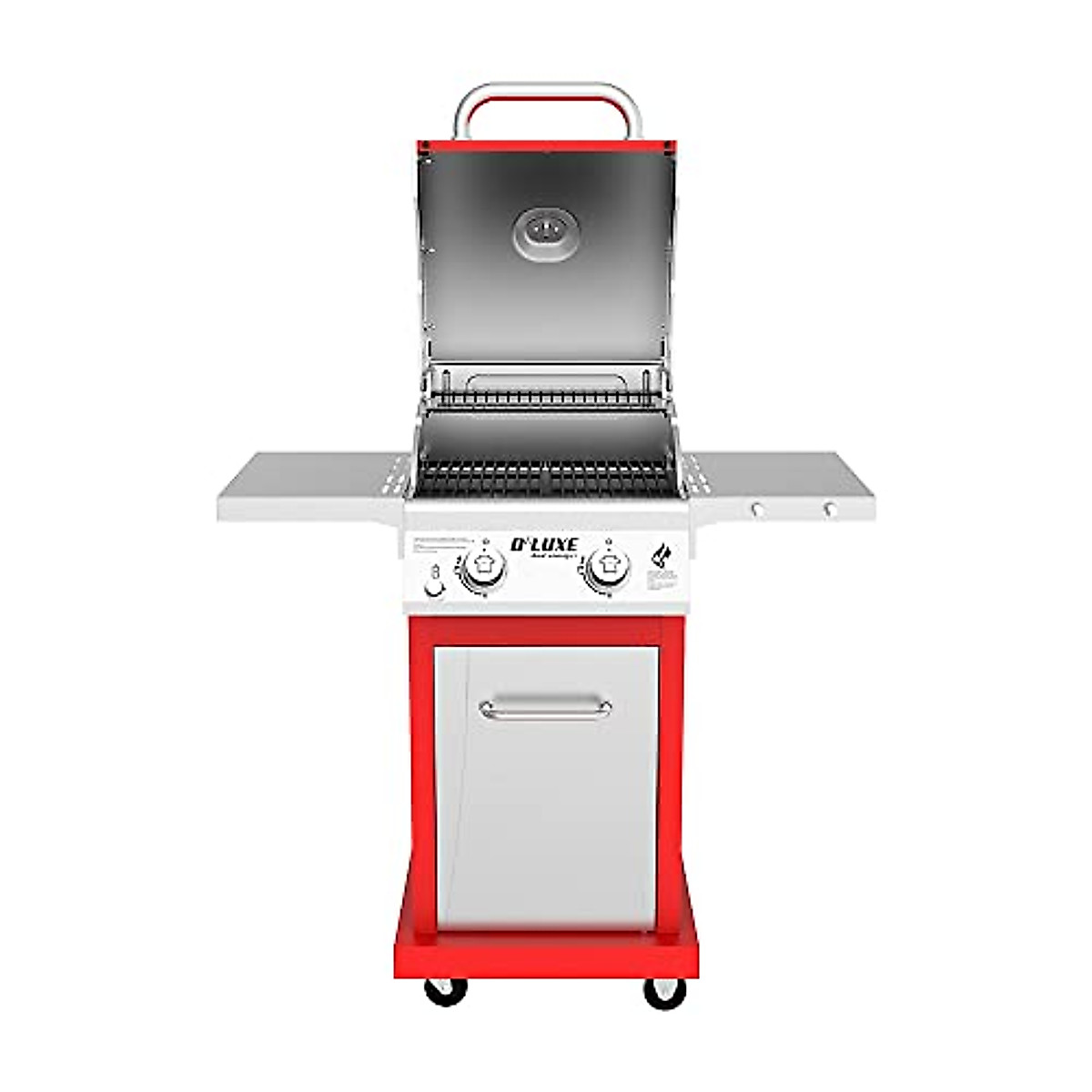 Nexgrill Deluxe 2-Burner Propane Barbecue Gas Grill with Warming Rack, 401 sq. in, 28000 BTUs, Outdoor Cooking, Patio, Barbecue Grill, Foldable Side Table, with Full stainless Steel Control Panel, Red