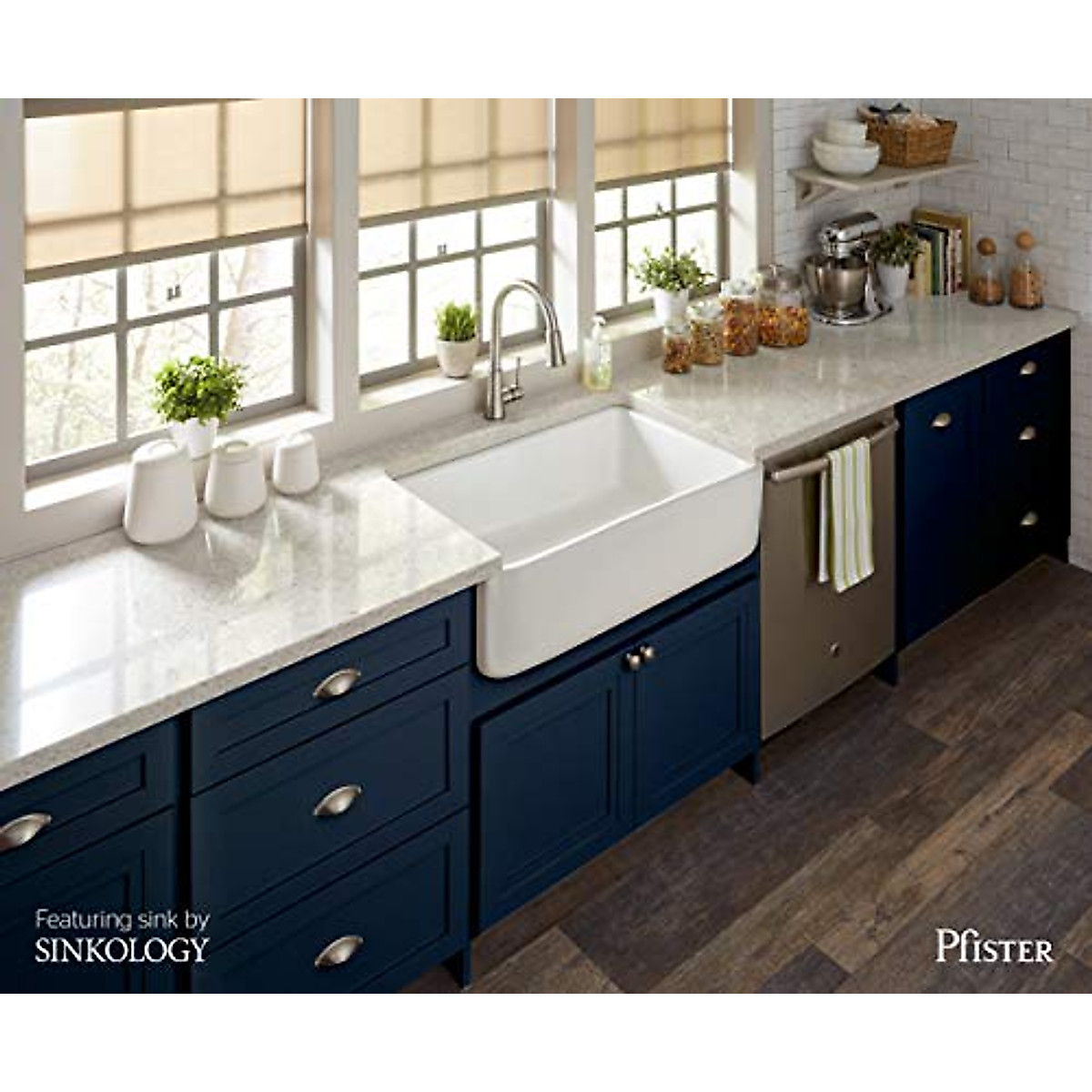 Pfister Pfirst Series Kitchen Faucet with Pull-Down Sprayer, Single Handle, High Arc, Stainless Steel Finish, G529PF2S