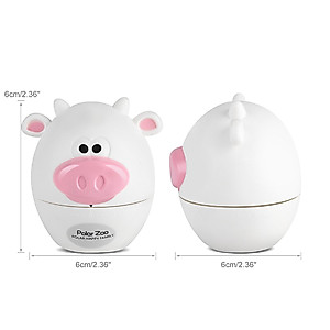 Yosoo Mechanical Cute Animal Shapes Kitchen Timer Mechanical 55 Minutes Cooking Supplies Cartoon Timer for Kid NO Battery Needed (White Cattle)