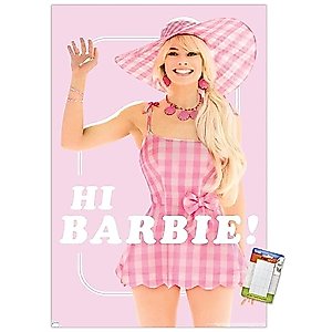 Trends International Mattel Barbie: The Movie - Hi Barbie Wall Poster, 22.37" x 34.00", Poster & Mount Bundle