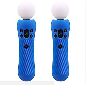 2 pcs Silicone Rubber Cover Anti-Slip Cover Protective Skin Case for Playstation PS4 VR Move PS Move Motion Controller Blue