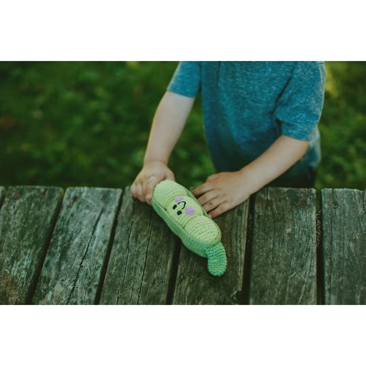 Pebble Fair Trade Handmade Crochet Cotton Friendly Peapod Rattle, 9-inch Length