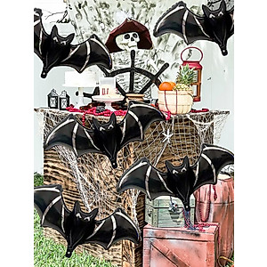 6Pcs Halloween Black Bat Balloons - 48” Giant Bat Halloween Foil Balloon for Black Halloween Day of Death Spooky Birthday Baby Shower Party Decoration Supplier