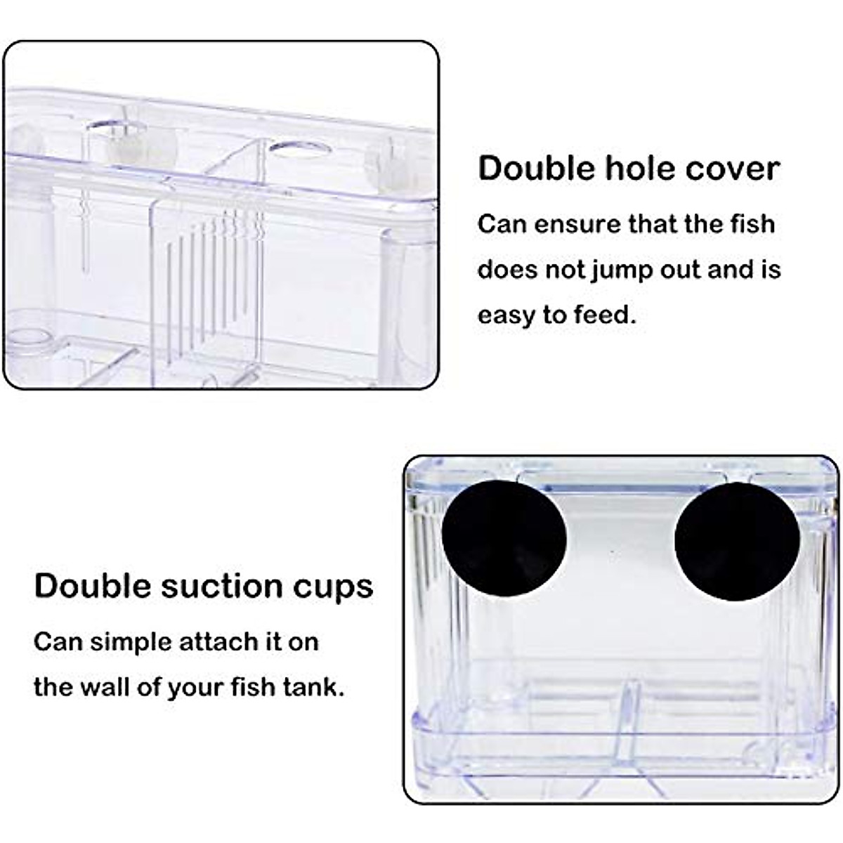 J-star Medium Fish Tank Isolation Box Acrylic Cage Tank Betta Fish Nest, Aquarium Acclimation Hatchery Incubator for Betta, Guppy, Killifish, Clownfish etc.