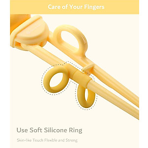 Wakaka Chicken Shape Chopsticks, Easy to Use Training Chopsticks for Children and Adults, Made With Non-Toxic Dishwasher-safe Reusable Chopstick Set (Yellow)