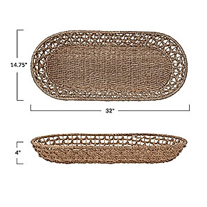 Bloomingville Hand-Woven Rattan Decorative Oval Seagrass and Metal Frame Basket, Natural