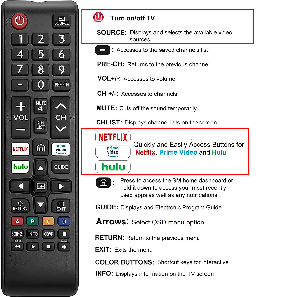 Universal Remote Control for All Samsung-TV-Remote, Compatible with All Samsung LCD LED HDTV 3D Smart TVs