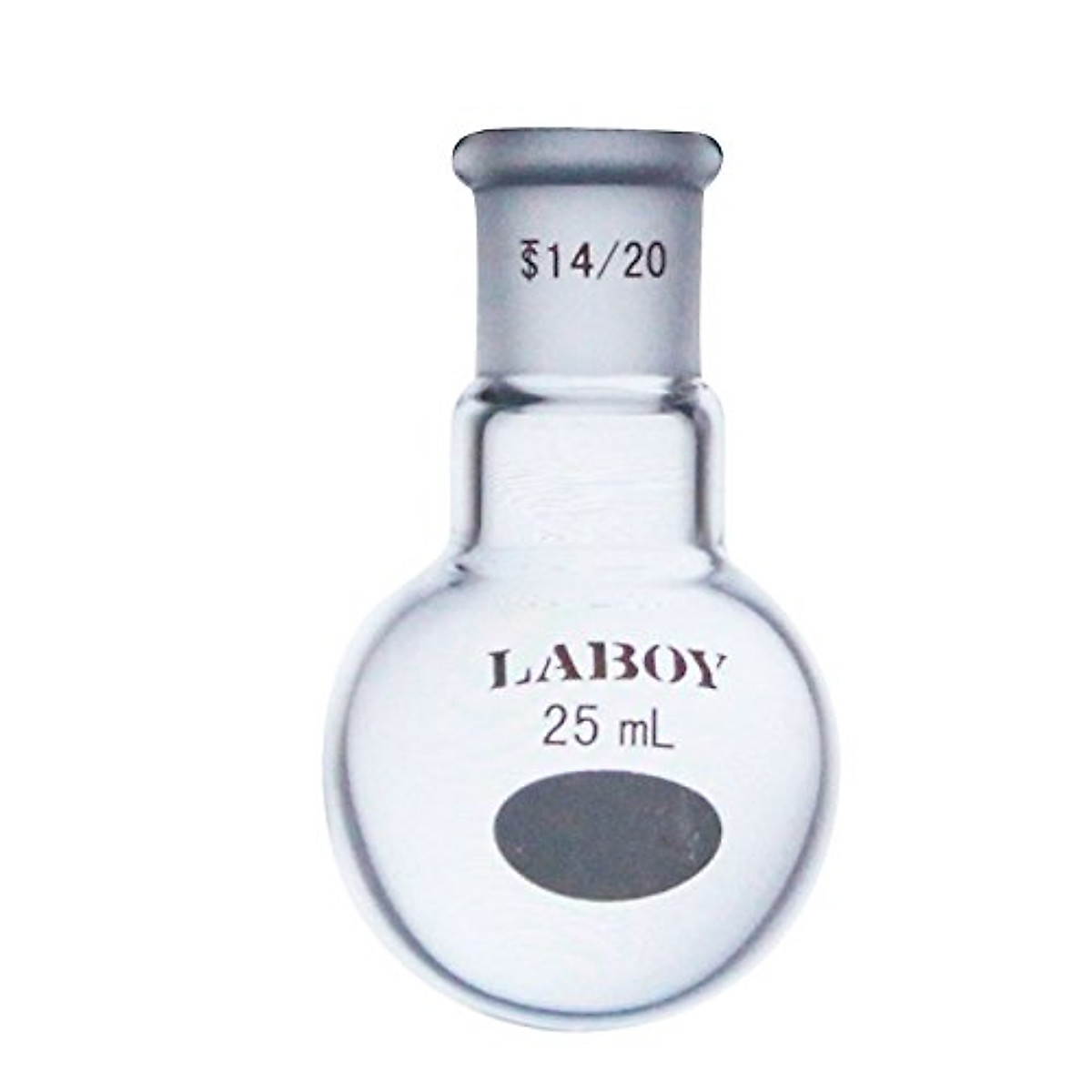 Laboy Glass 25mL Single Neck Round Bottom Boiling Flask Heavy Wall with 14/20 Joint Heating Distillation Reaction Receiving Flask Organic Chemistry Lab Glassware