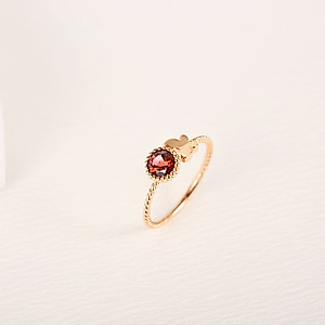 Carleen 18K Solid Rose Gold Round Pink Tourmaline Ring Dainty Fine Jewelry Butterfly Rings for Women (7)