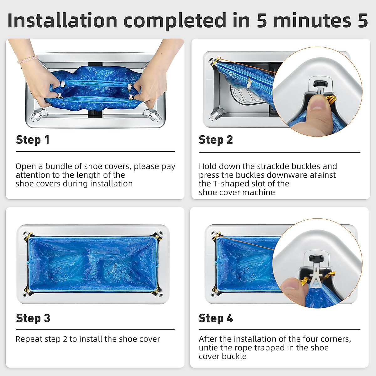 Blemoacha Automatic Shoe Covers Dispenser,200 Pcs Shoe Cover Indoors Disposable,Booties for Portable Machine Fits One Size,Shoe Cover Protect Floor for House Office Hospital Factory (Silver)