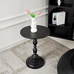 XIV Metal Small End Table, Black Round Side Table, Matte Accent Coffee Drink Table for Small Spaces, Pedestal Table for Sofa, Bedroom, and Living Room Corners - 15.7'' x 21'' (Black)