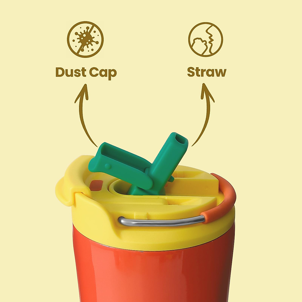 BOTTLE BOTTLE Insulated Coffee Tumblers with Dual-use Lid and Straw Double Walled Iced Travel Coffee Mug for Woman and Man 18 oz Stainless Steel Tumbler with Handle(Sunrise)