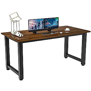 Computer Desk Writing Desk Office Desk Home Desk 63" Metal Frame Sturdy Stable Laminated MDF Desktop Anti Scratch，for Writing,Games and Home Work Desk Modern Finish Wood Board and Sturdy Steel Legs