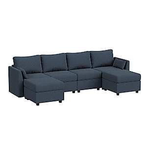 Huatean Home Modular Sectional Sofa, 6 Seat Modular Couch with Storage, Memory Foam, Convertible Sectional Couches for Living Room, U Shaped Comfy Modular Sofa with Chaise, Dark Grey